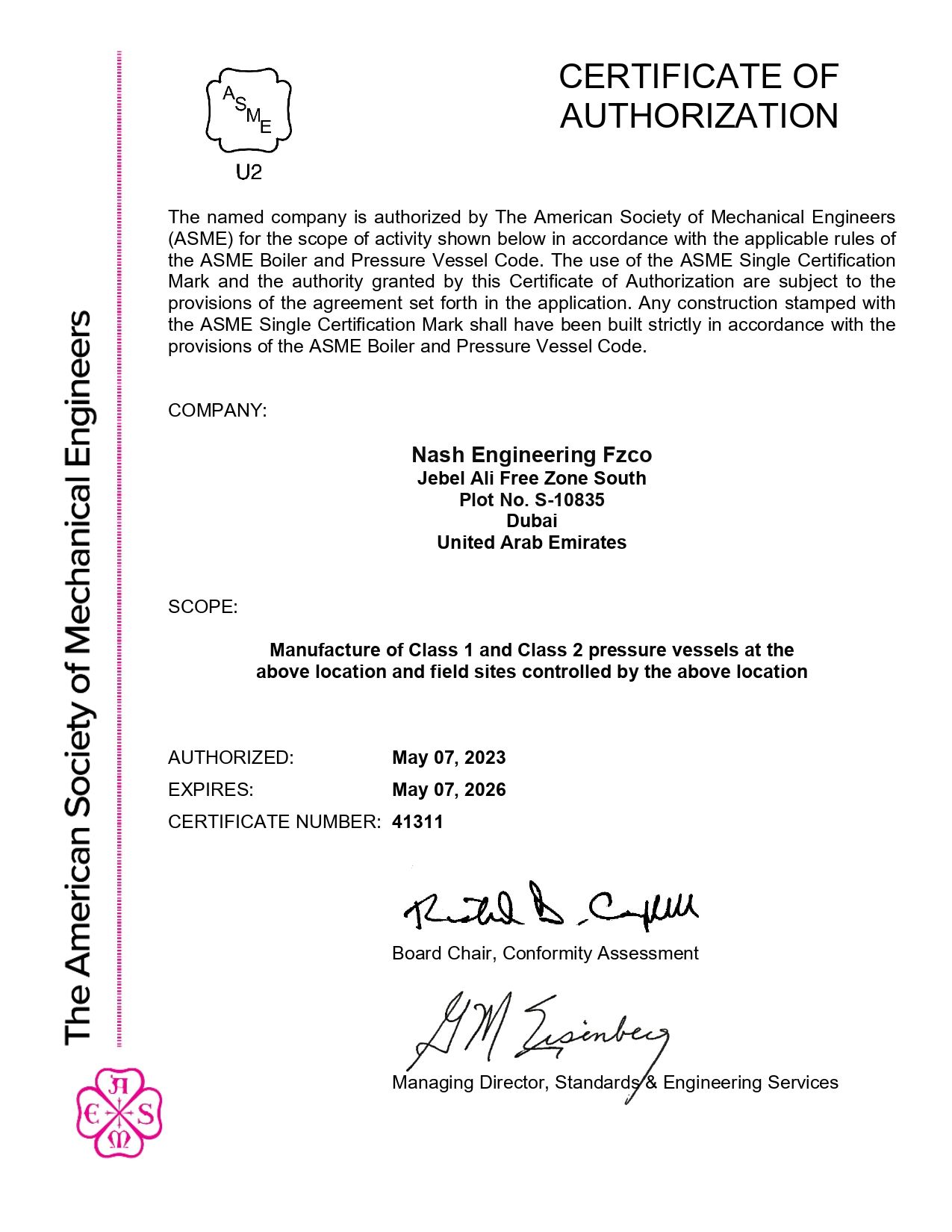 ASME U2 - Nash Engineering